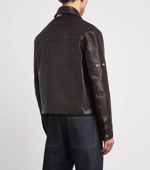 Thom Browne Leather Zip-up Blouson Jacket