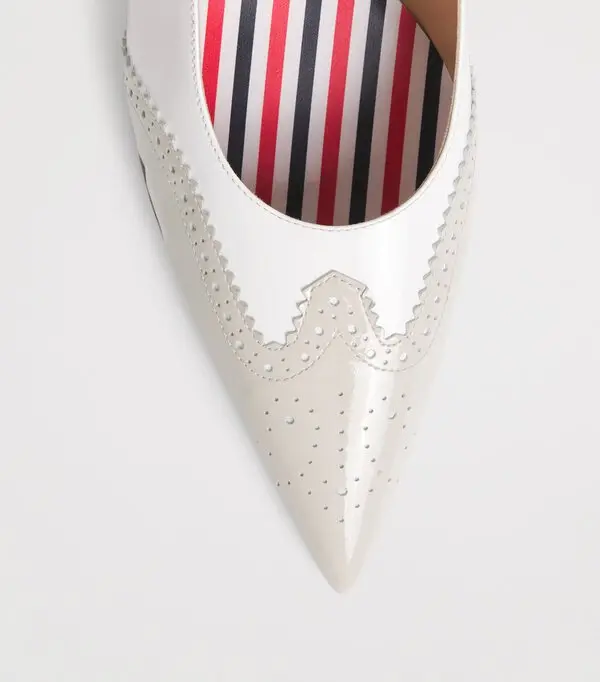 Thom Browne Patent Leather Wingtip Slingback Heels - Beige