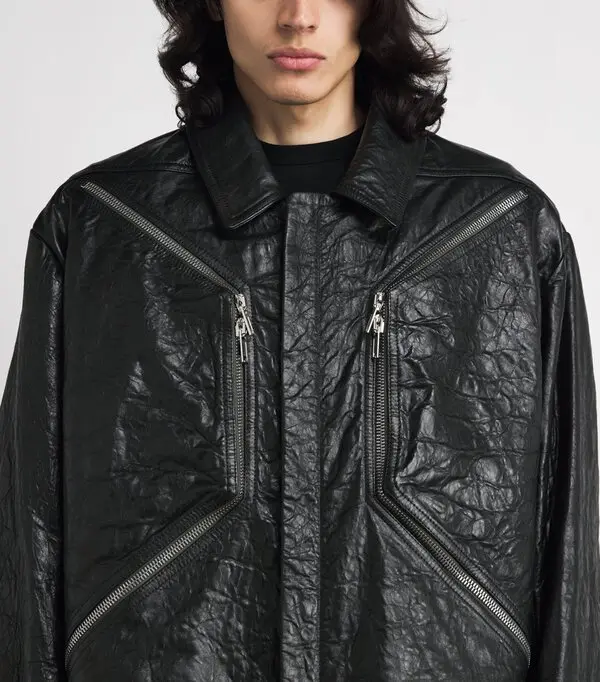 Rick Owens Leather Heizer Mac Jacket