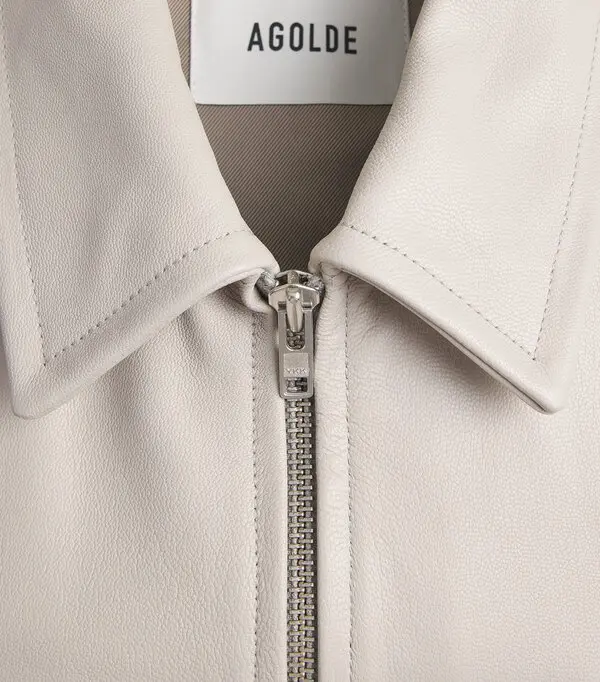 AGOLDE Chadwick Leather Jacket - Beige