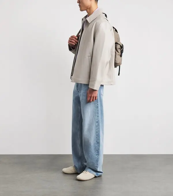 AGOLDE Chadwick Leather Jacket - Beige