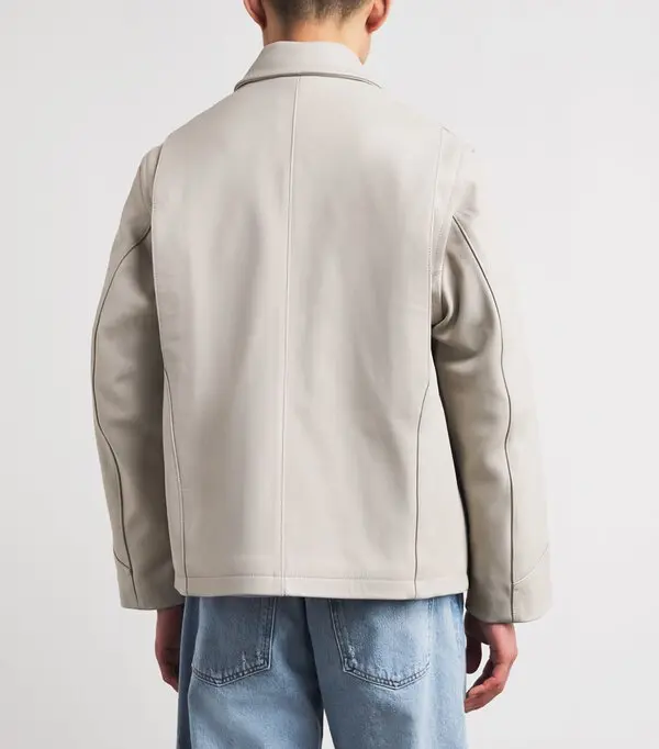 AGOLDE Chadwick Leather Jacket - Beige
