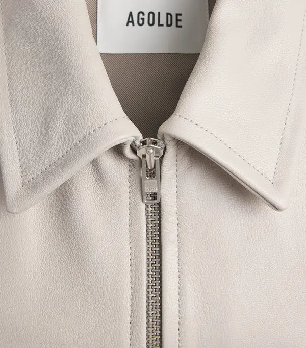 AGOLDE Chadwick Leather Jacket - Beige