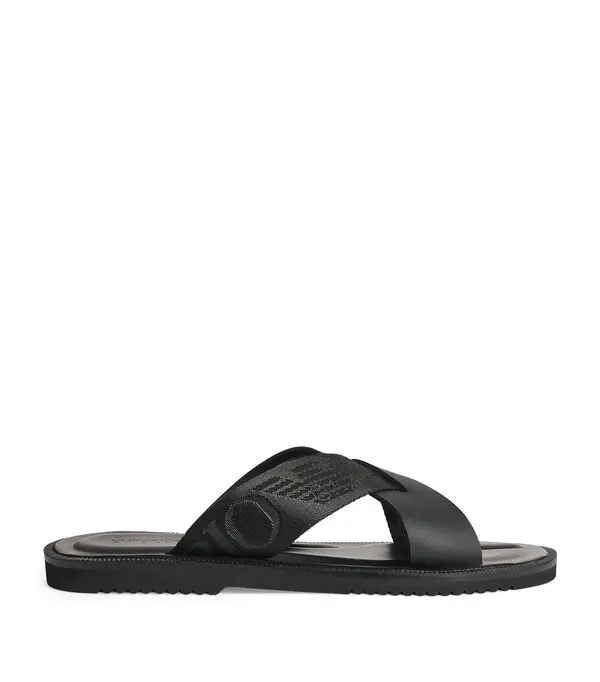 Emporio Armani Leather Crossover Sandals