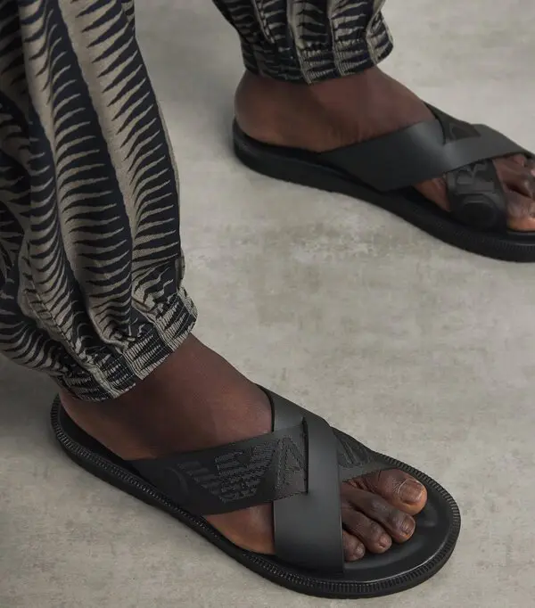 Emporio Armani Leather Crossover Sandals