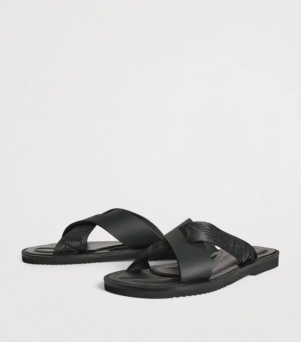 Emporio Armani Leather Crossover Sandals