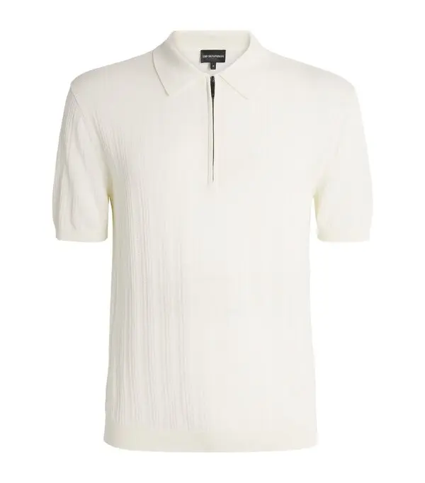 Emporio Armani Cotton Quarter-zip Polo T-shirt - White