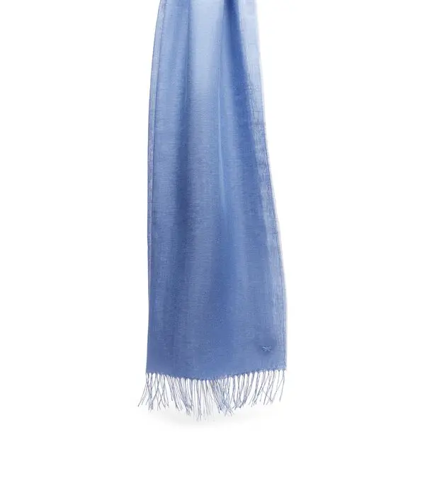 Max Mara Linen Fringe-trim Scarf - Blue