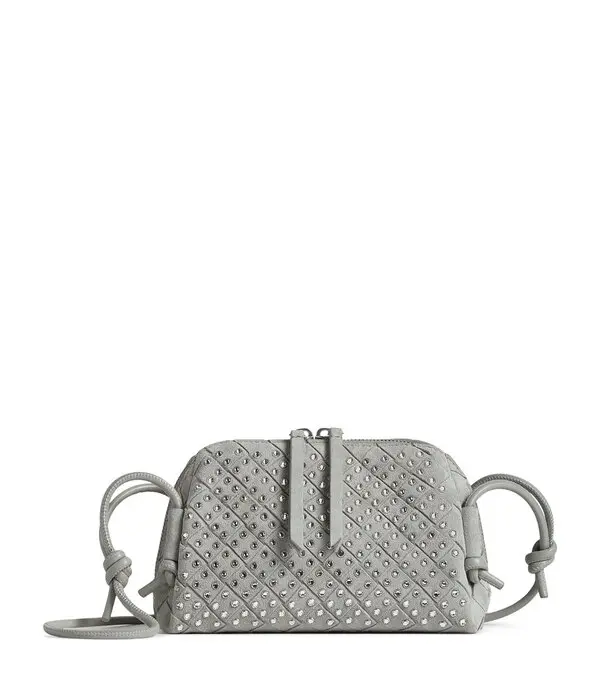 Bottega Veneta Suede Embellished Concert Pouch - Grey