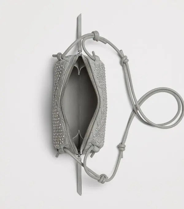 Bottega Veneta Suede Embellished Concert Pouch - Grey