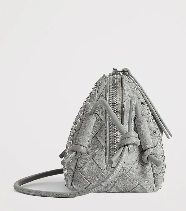 Bottega Veneta Suede Embellished Concert Pouch - Grey