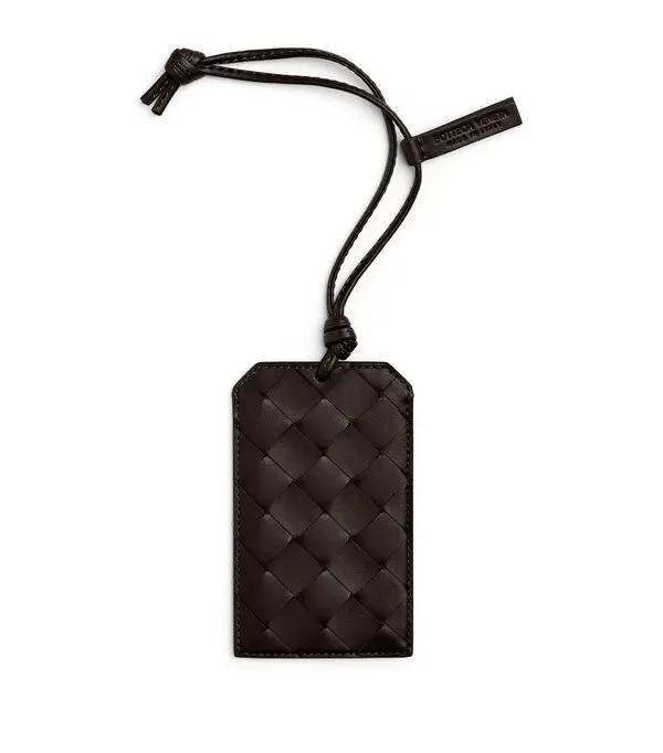 Bottega Veneta Leather Intrecciato Badge Holder - Brown