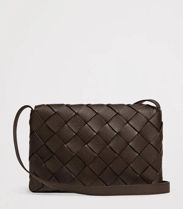 Bottega Veneta Large Leather Diago Crossbody Bag - Brown