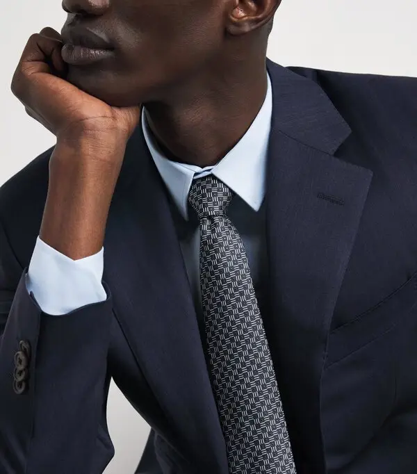 Emporio Armani Silk Jacquard Standard Tie - Blue
