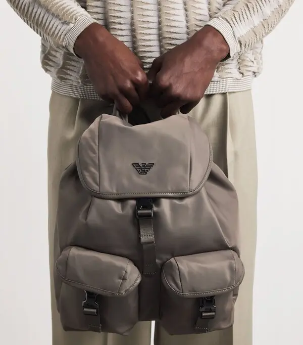 Emporio Armani Logo Backpack - Brown