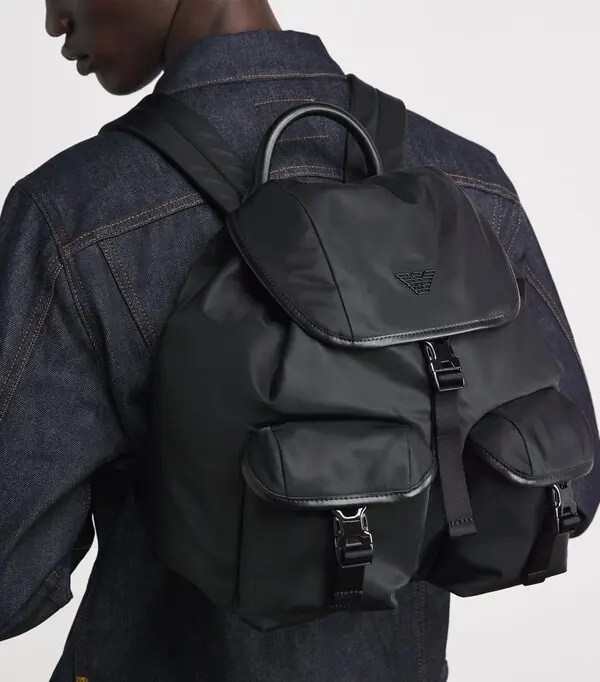 Emporio Armani Logo Backpack - Black