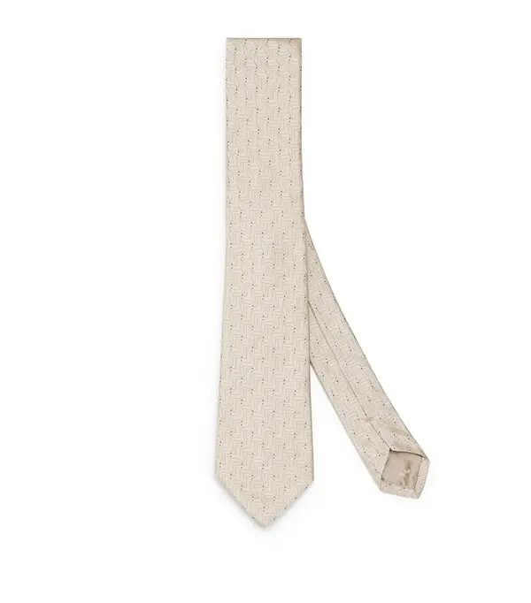 Emporio Armani Silk Jacquard Standard Tie - Beige