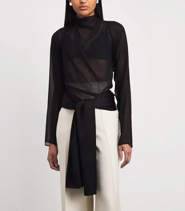 ESSE STUDIOS Sheer Cartia Tie Blouse
