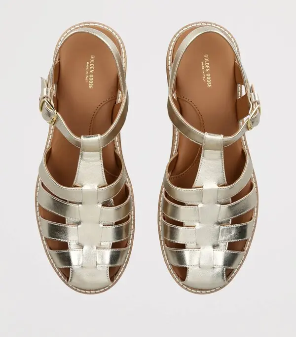GOLDEN GOOSE Leather Maxime Sandals - Gold