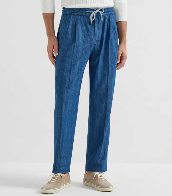 Brunello Cucinelli Denim Drawstring Trousers