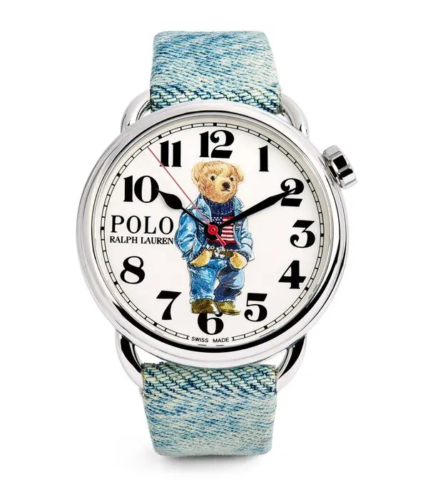 Polo Ralph Lauren Stainless Steel Denim Polo Bear Watch - White