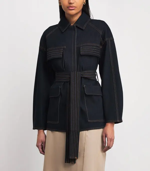 Max Mara Denim Jersey Belted Jacket