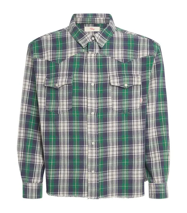 CHERRY LOS ANGELES Cotton Plaid Western Shirt - Green