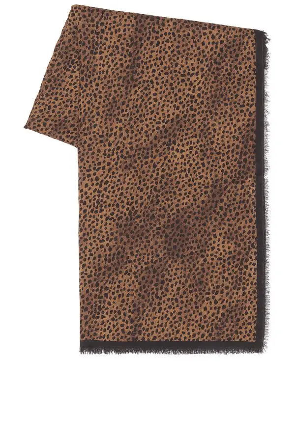Saint Laurent Leopard Grand Carre Scarf In Brown - Beige & Black