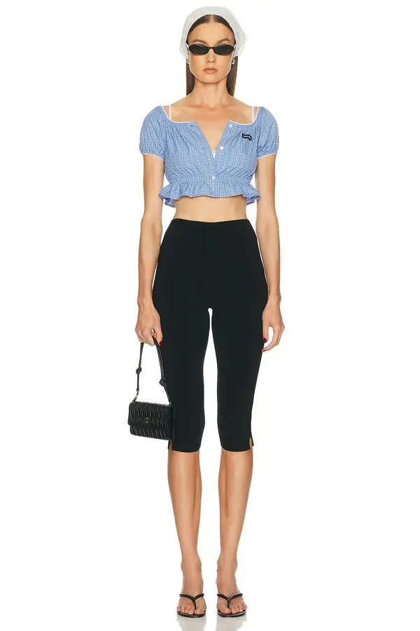 Miu Miu Cropped Checkered Blouse