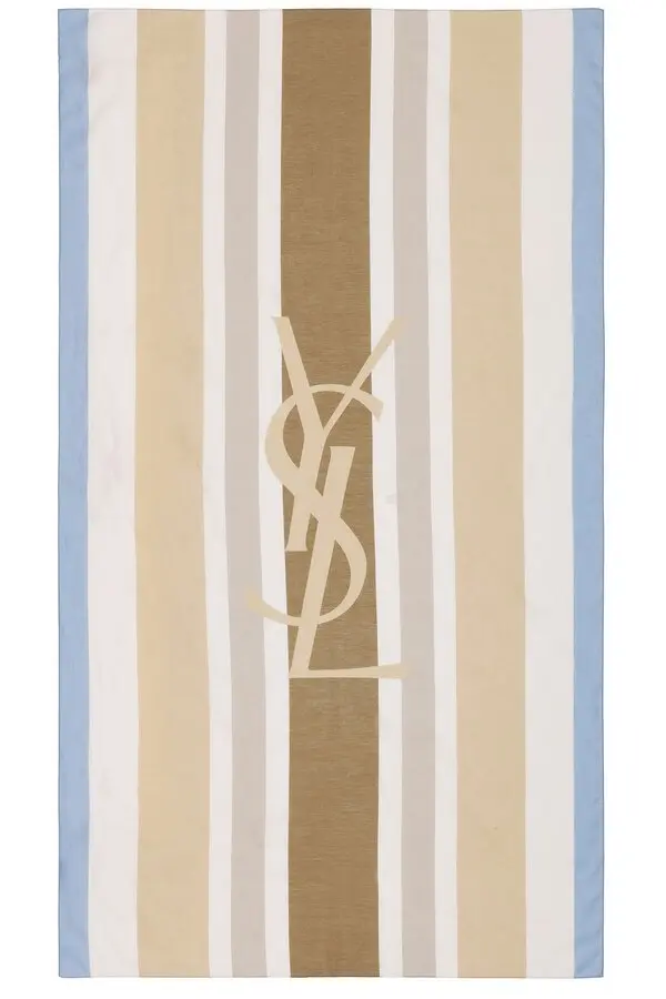 Saint Laurent Striped Scarf In Blue,beige
