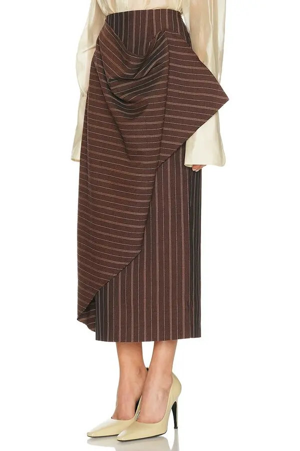 HELSA Stripe Twill Blanket Skirt