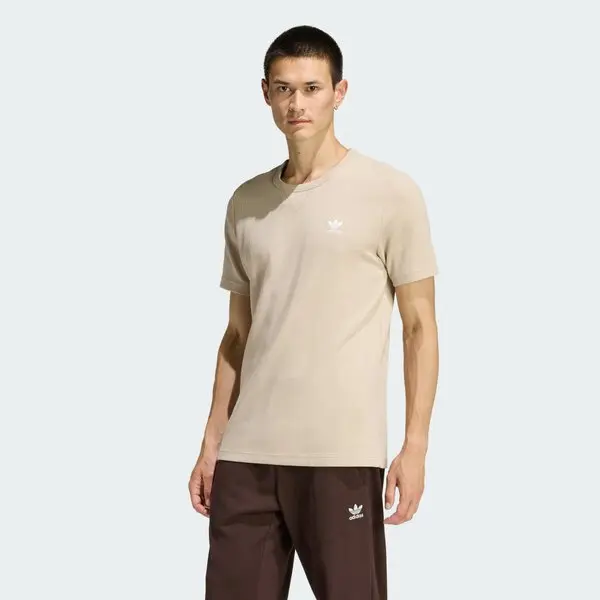 Adidas Trefoil Essentials Waffle Tee - Stone Khaki