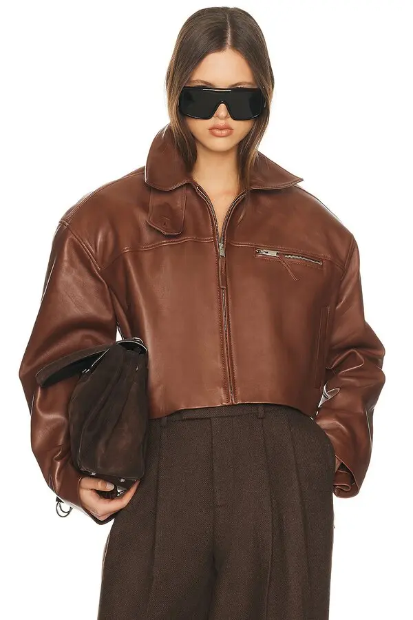 HELSA Leather Oversized Moto Jacket