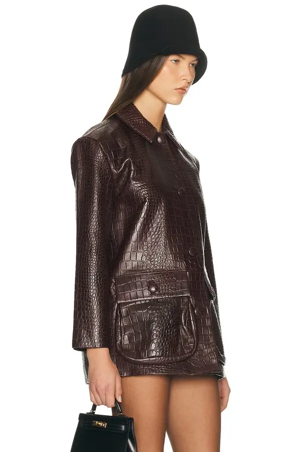 HELSA Schoolyard Croc Embossed Leather Jacket