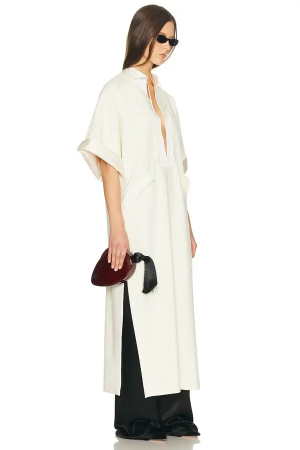 HELSA The Magda Dress In Thick Crepe - Ivory