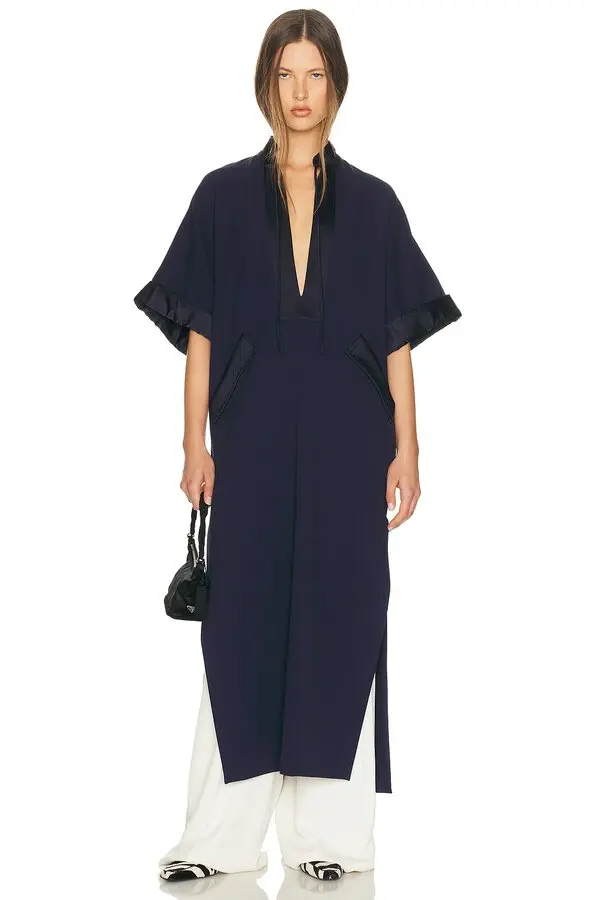 HELSA The Magda Dress In Thick Crepe - Navy
