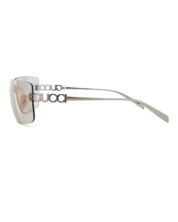 Gucci Block Bending Rectangular Sunglasses - Silver & Transparent