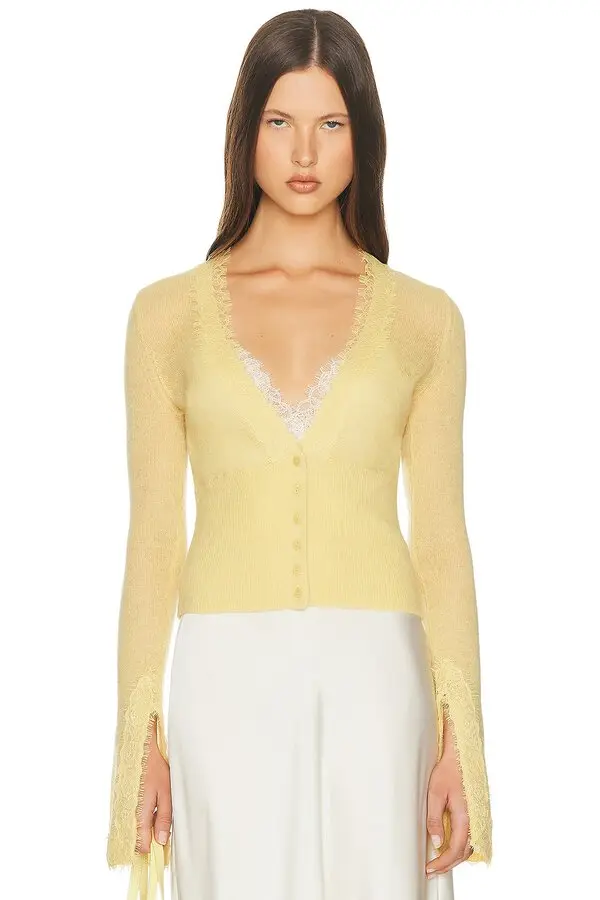 HELSA Bridgitte Lace Trim Cardigan
