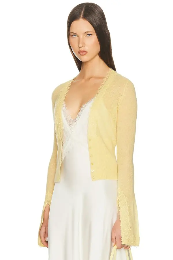 HELSA Bridgitte Lace Trim Cardigan
