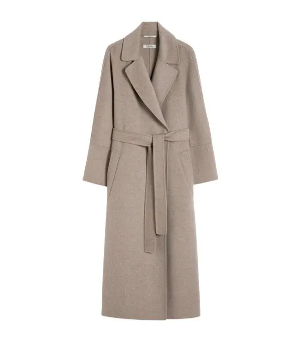 Max Mara Virgin Wool Wrap Coat - Grey