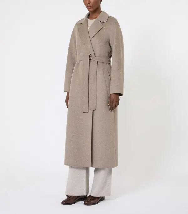 Max Mara Virgin Wool Wrap Coat - Grey