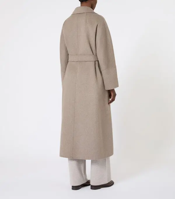 Max Mara Virgin Wool Wrap Coat - Grey