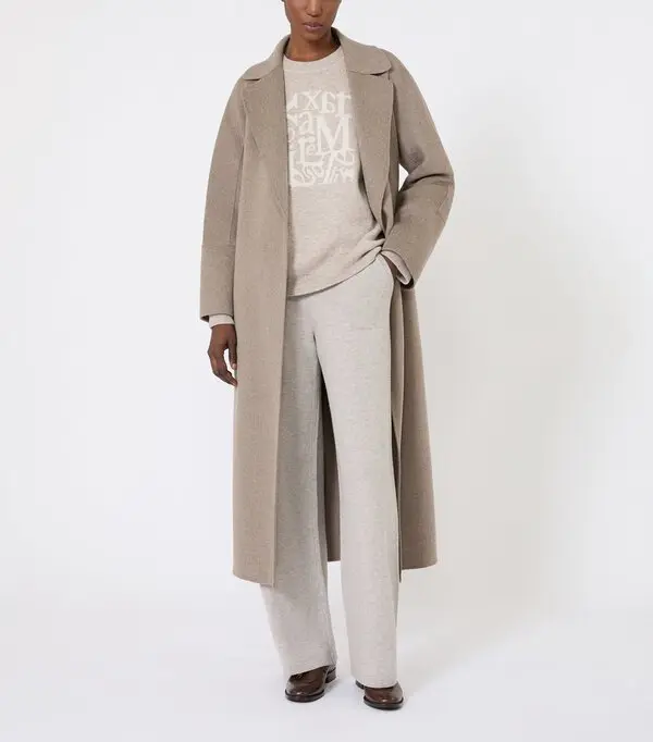 Max Mara Virgin Wool Wrap Coat - Grey