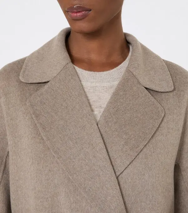 Max Mara Virgin Wool Wrap Coat - Grey