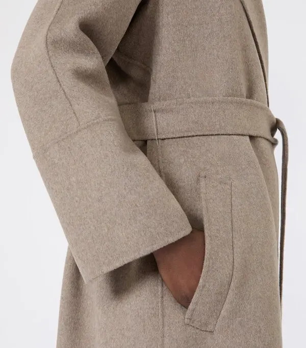 Max Mara Virgin Wool Wrap Coat - Grey