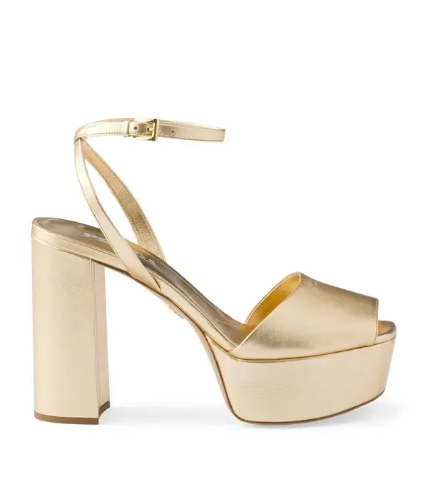 Prada Leather Platform Sandals - Metallic