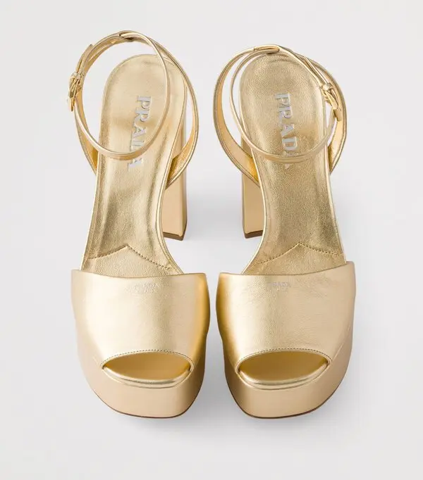 Prada Leather Platform Sandals - Metallic