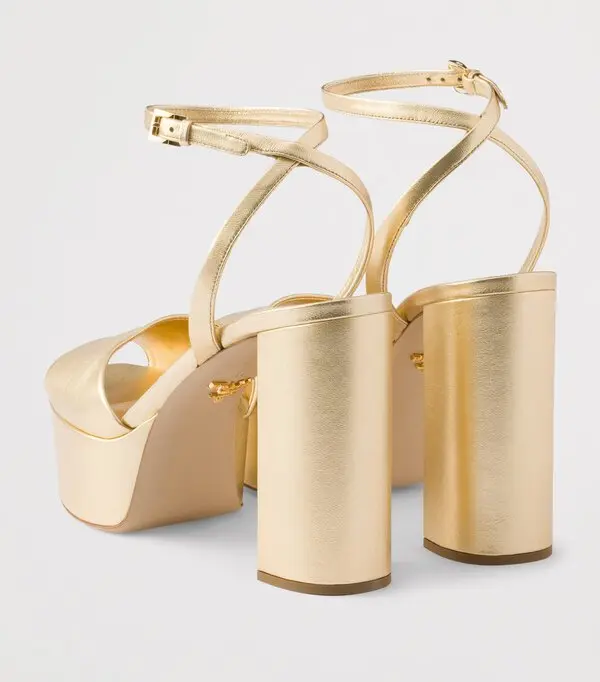 Prada Leather Platform Sandals - Metallic