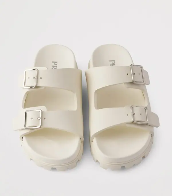 Prada Rubber Strap Slides - Neutral