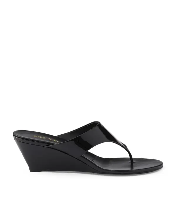 Prada Patent Leather Thong Wedge Sandals